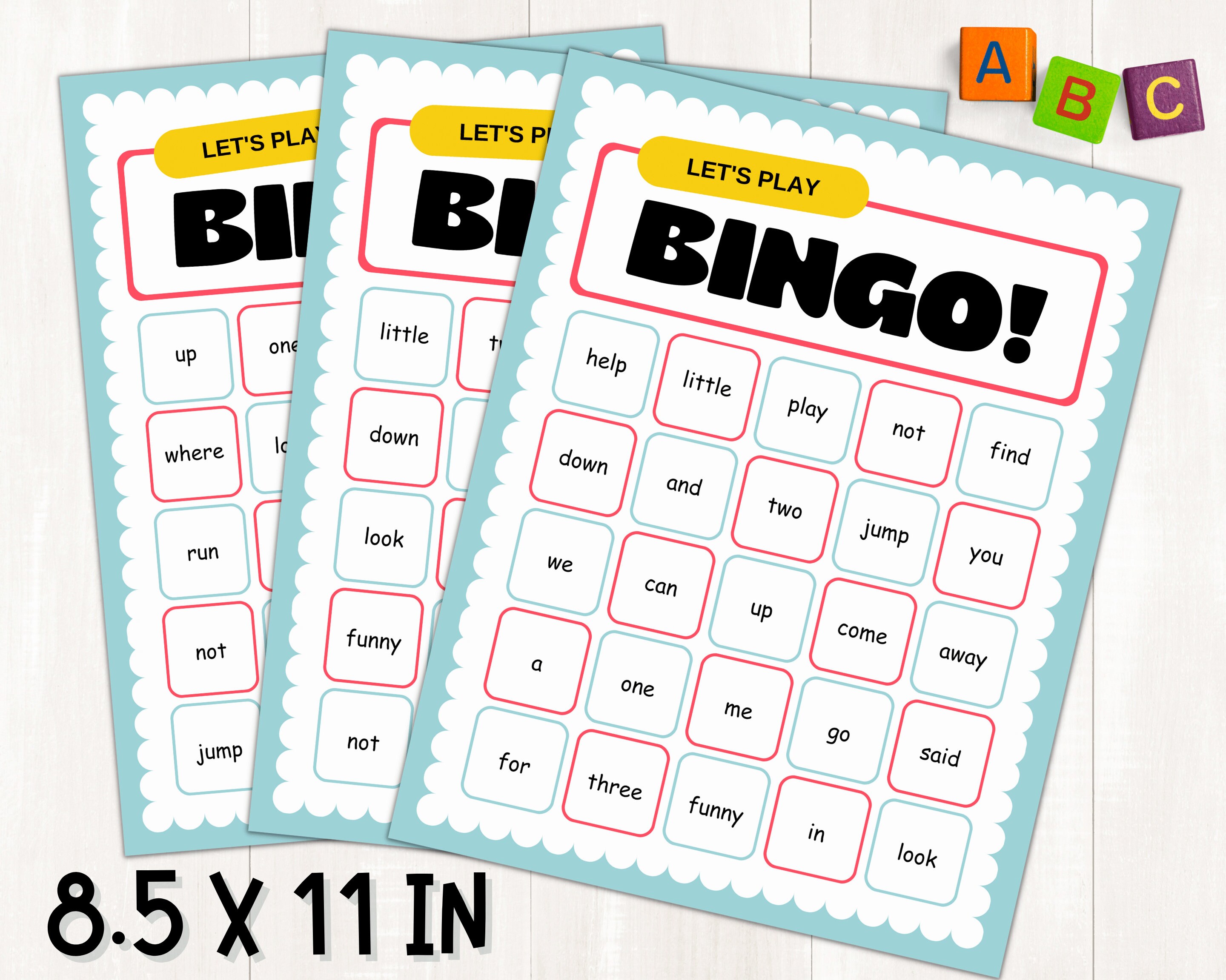 Sight Words Bingo Game for Pre-kindergarten High-frequency Words for ...