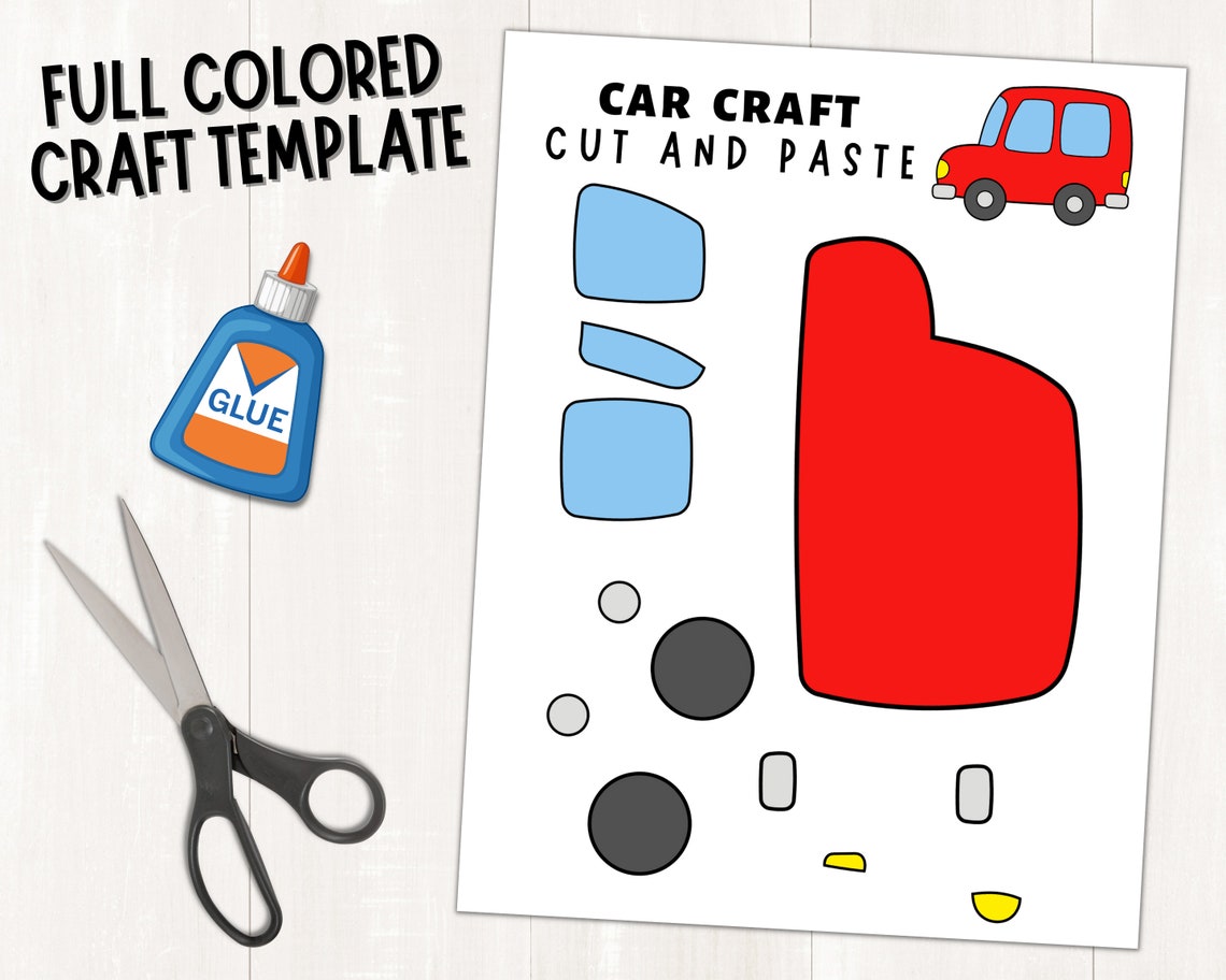 Printable Car Craft, Transportation Activities, Car Cut & Paste Craft ...