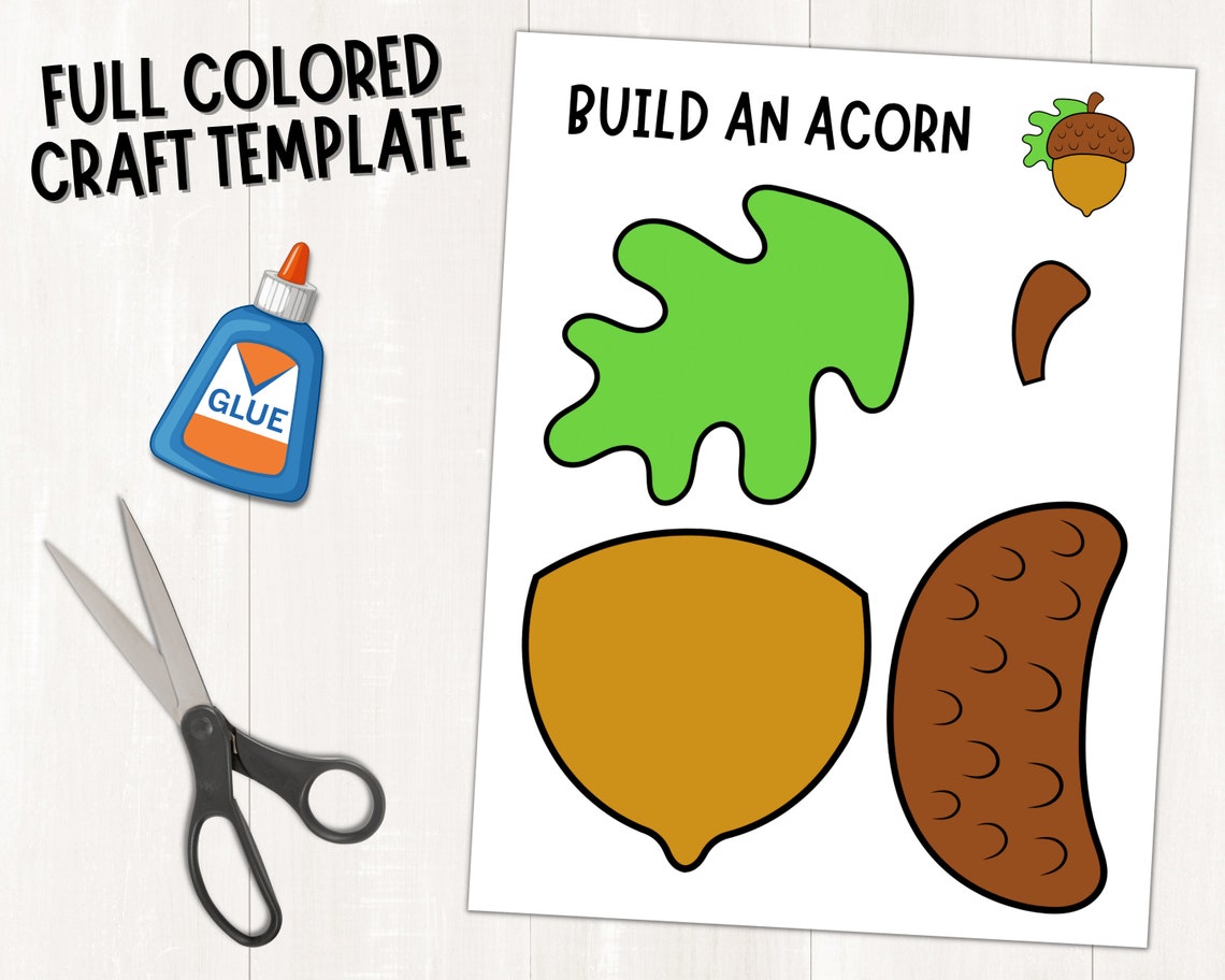 Acorn Printable Craft Acorn Craft Template for Kids Fall Activities ...