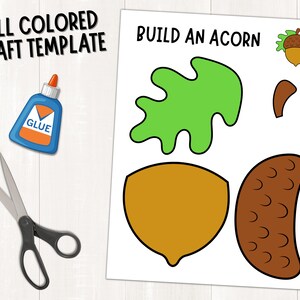 Acorn Printable Craft | Acorn Craft Template for Kids | Fall Activities ...