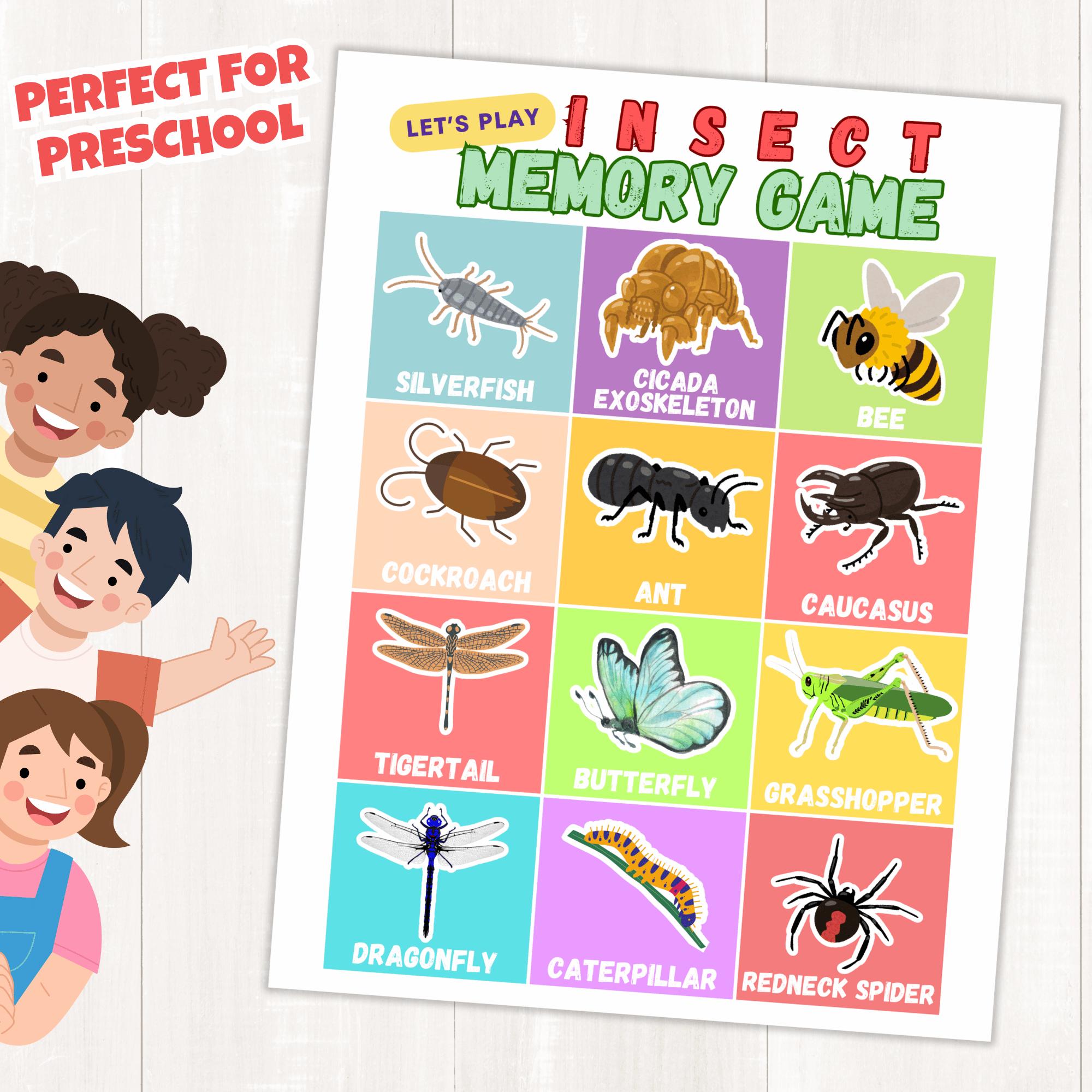 Insect Memory Matching Game Printable | Bug Flashcards for Toddlers ...