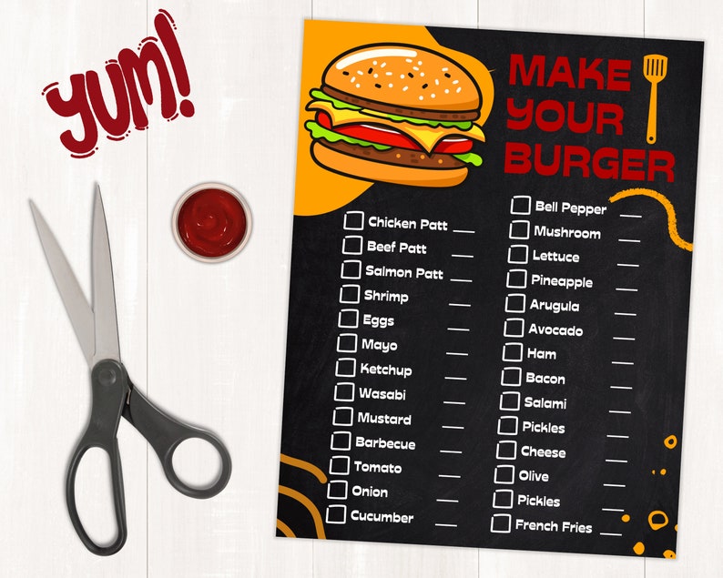 Burger Shop Pretend Play Dramatic Play Printables Build a Burger Game ...