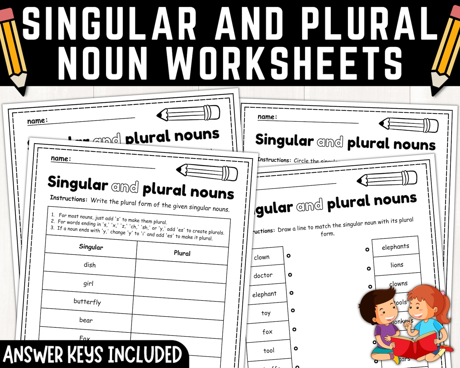 Singular and Plural Nouns Worksheets & Activities | Grammar Worksheets ...