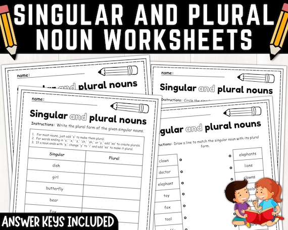 Hojas De Trabajo De Sustantivos Singulares Y Plurales Para Tercer Grado