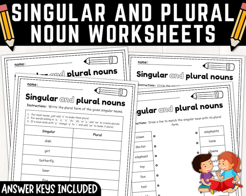 Singular and Plural Nouns Worksheets & Activities | Grammar Worksheets ...