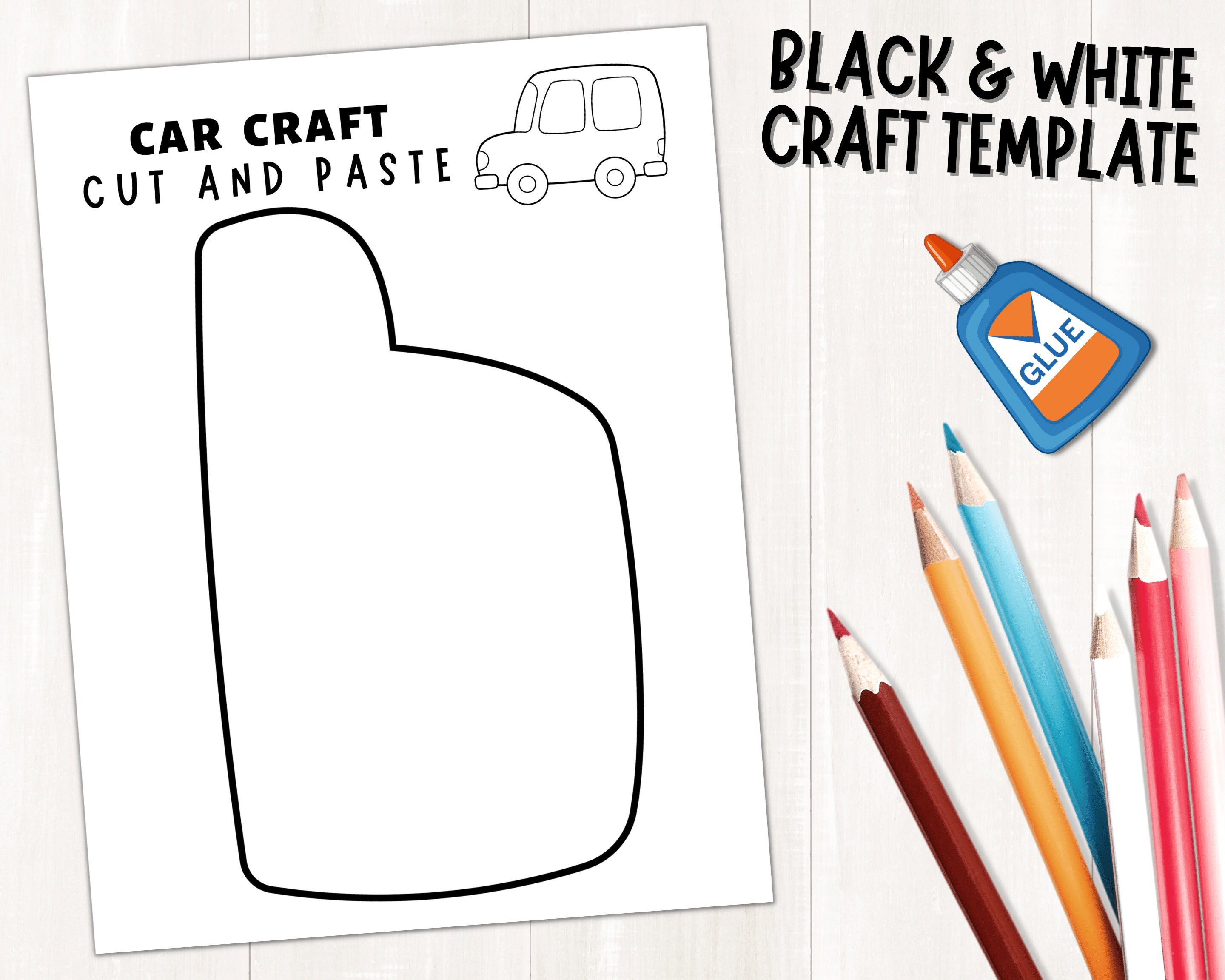 Printable Car Craft, Transportation Activities, Car Cut & Paste Craft ...