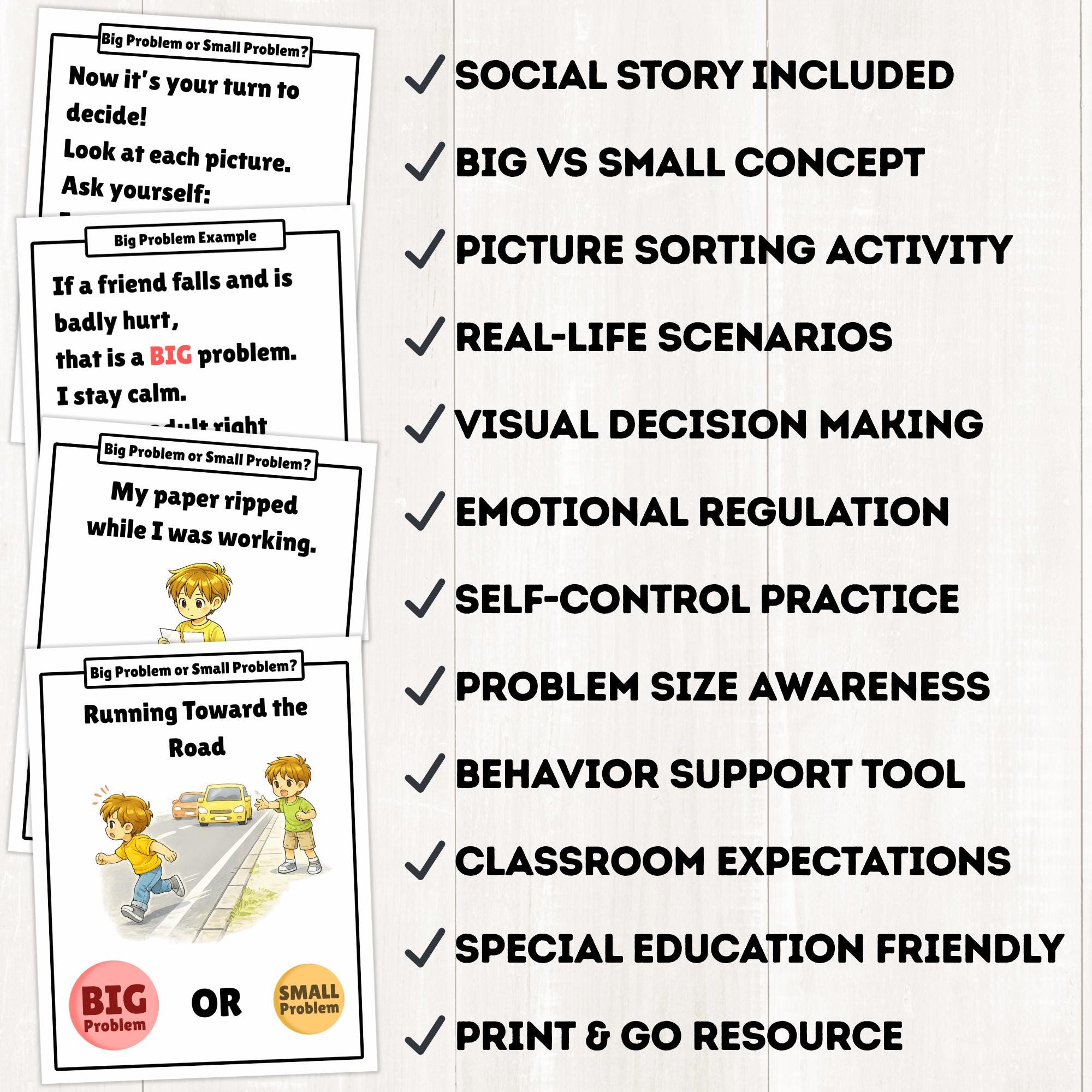 Big Vs Small Problem Social Story | Size of the Problem | Sorting ...