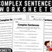 Complex Sentence Worksheets | Sentence Structure | Subordinating ...