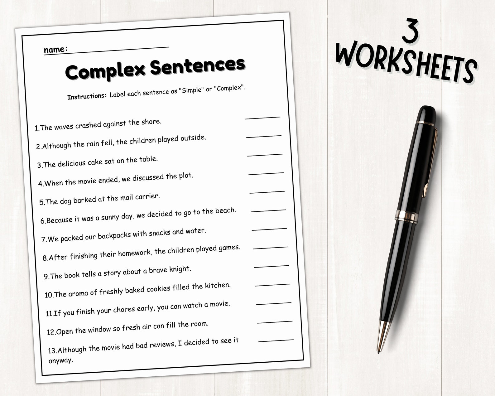 Complex Sentence Worksheets | Sentence Structure | Subordinating ...