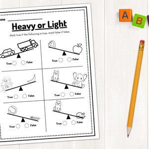 Comparing Weight Activities Heavy and Light Sorting Cut & Paste ...