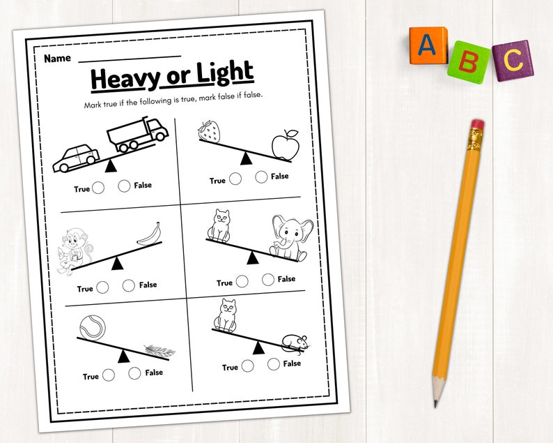 Comparing Weight Activities | Heavy and Light Sorting Cut & Paste ...