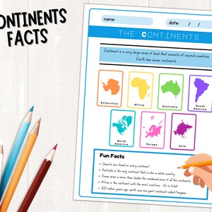 Continents of the World Worksheets for Kids | Continents Labeling ...