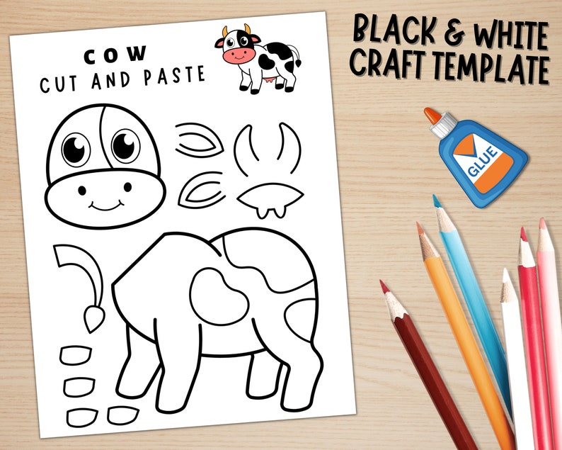 Printable Cow Craft | Farm Animal Craft | Farm Activities | Color, Cut ...