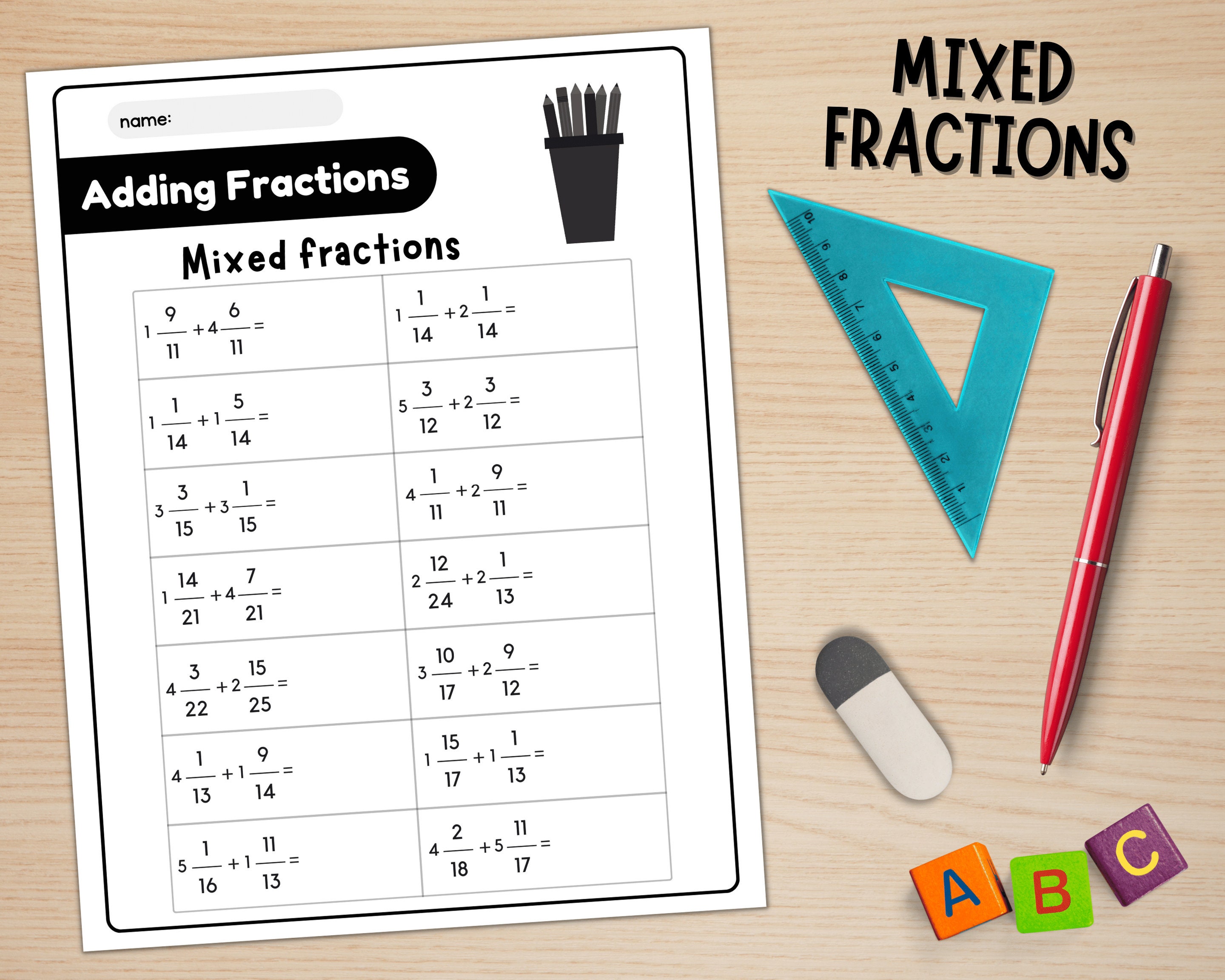 Adding and Subtracting Fractions Printable Math Worksheets, Grade 4th ...