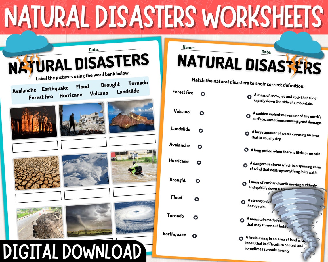 Natural Disasters Labeling Worksheet Natural Events and Severe Weather ...