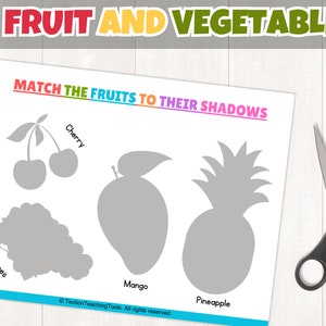 Fruit & Vegetable Shadow Matching Activity, Learn Fruits Veggies Names ...