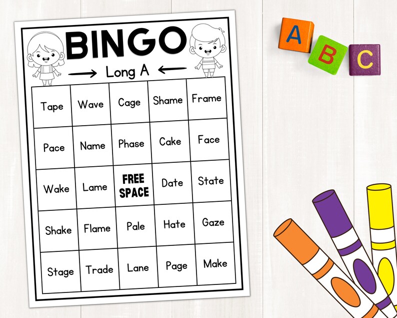Long Vowel A (A_E) Bingo Game | Long A With Sneaky E | Phonics Bingo ...
