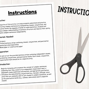 Complex Sentences Hands-on Activity | Sentence Building Activity ...