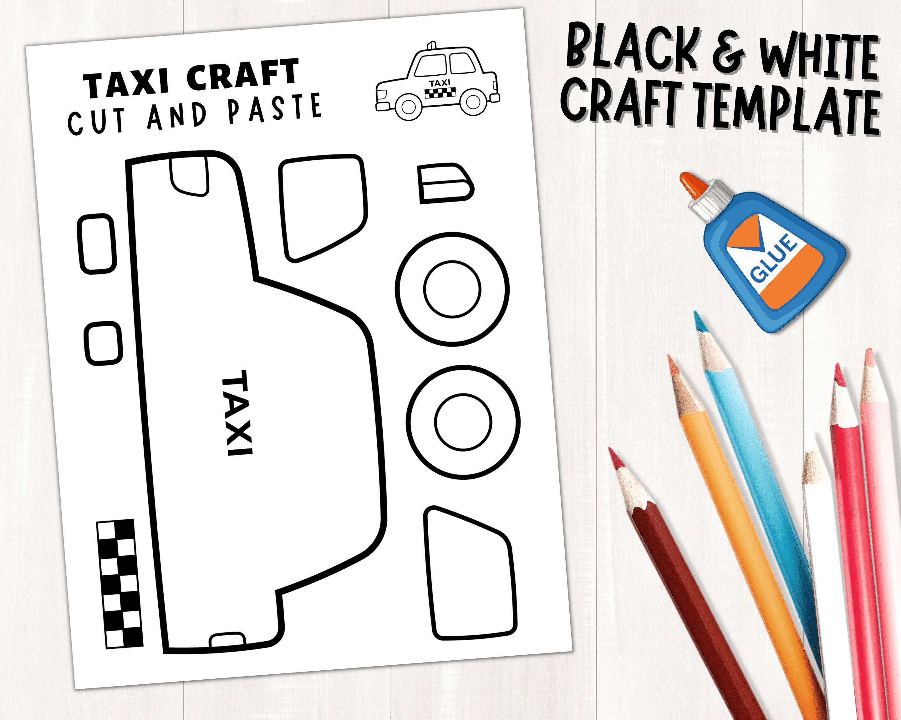Printable Taxi Craft | Transportation Craft | Build a Taxi Cab | Cut ...