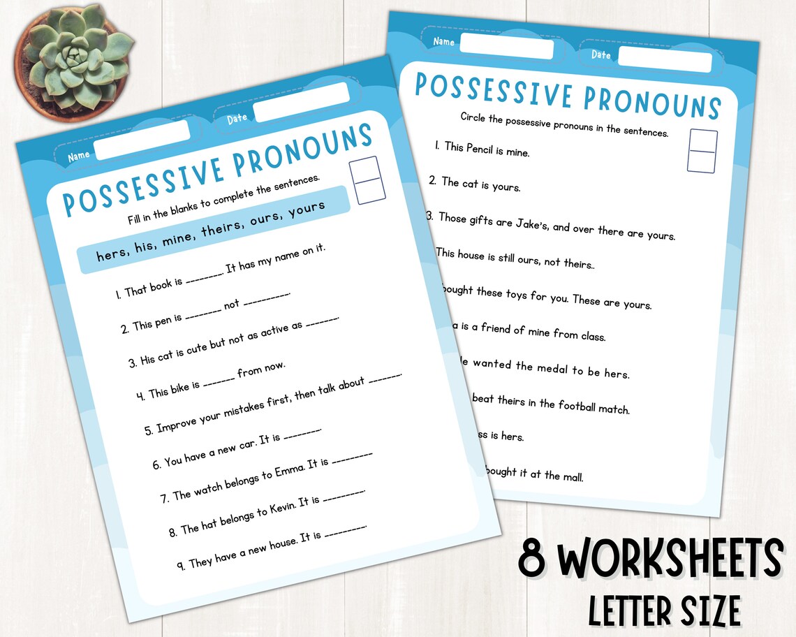 Subject, Object, and Possessive Pronouns Printable Worksheets, Pronouns ...