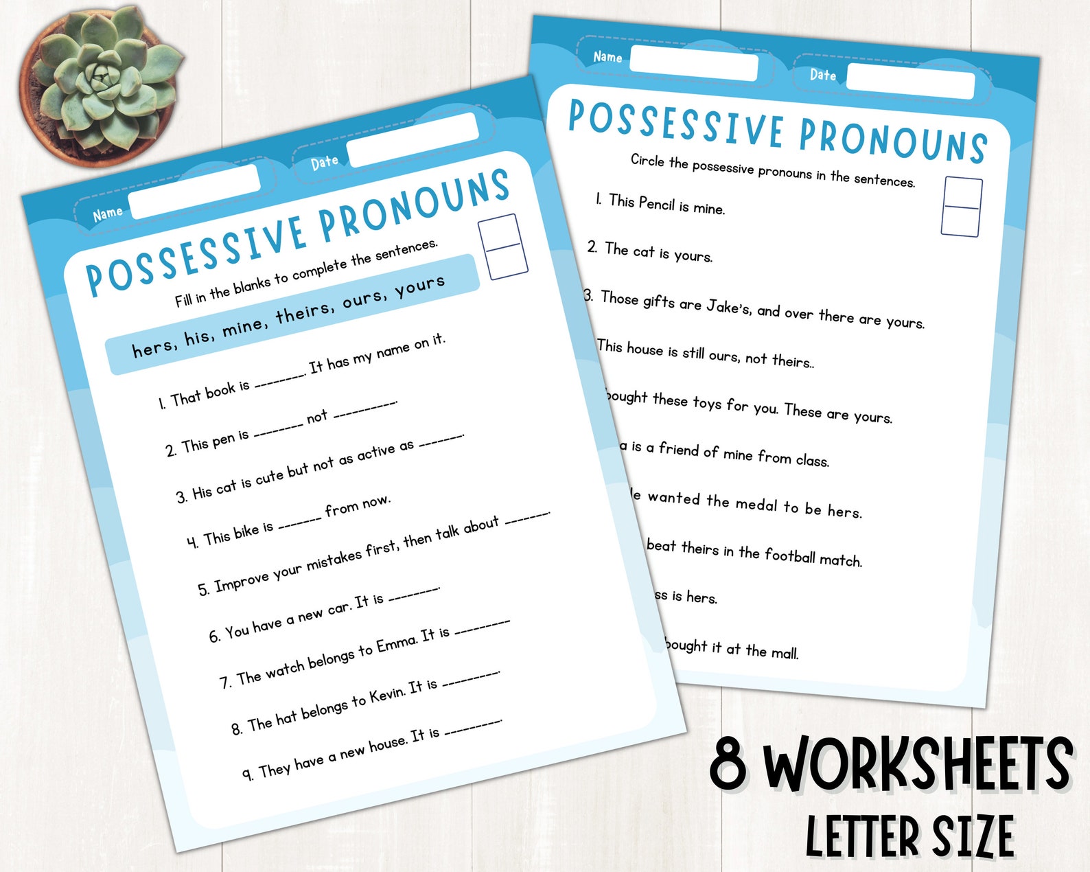 Subject, Object, and Possessive Pronouns Printable Worksheets, Pronouns ...