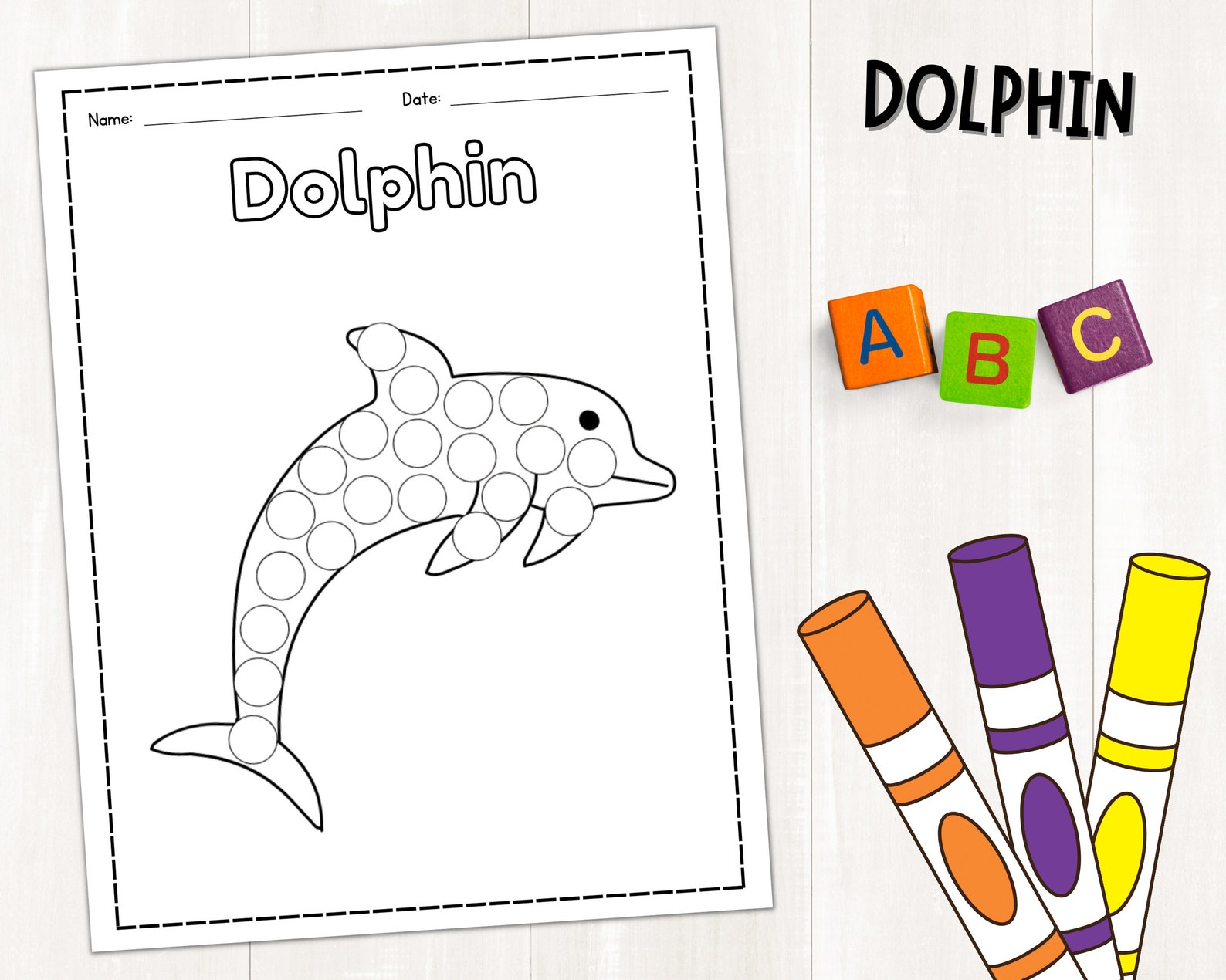 Sea Animals Dot Marker | Printable Ocean Animal Do a Dot Coloring Pages ...