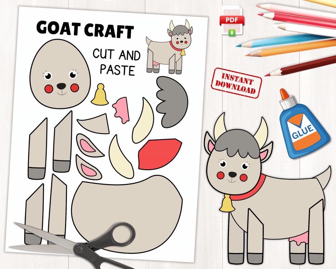Printable Goat Craft Template | Farm Animal Craft for Kids | Farm ...