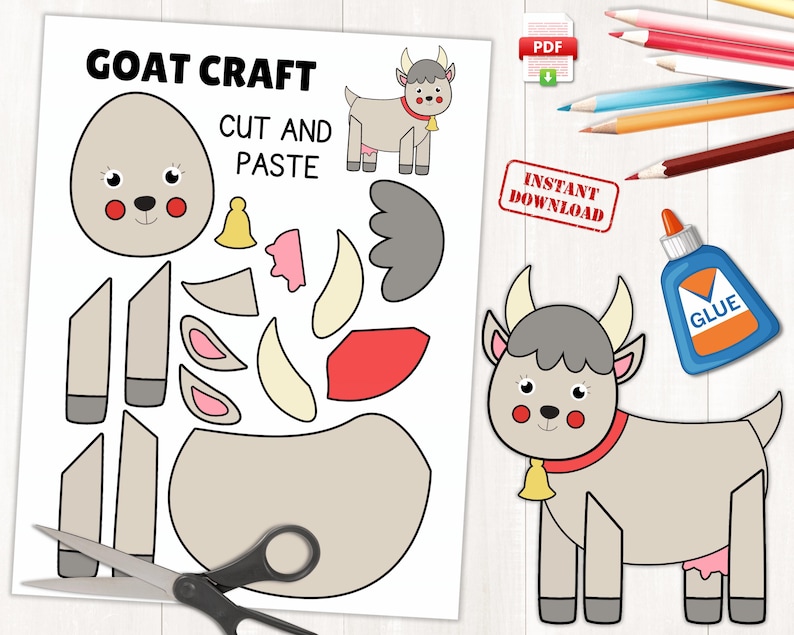 Printable Goat Craft Template | Farm Animal Craft for Kids | Farm ...