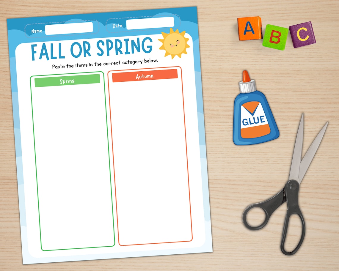 Four Seasons Sorting Activity | Cut and Paste | Seasons Matching Game ...