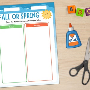 Four Seasons Sorting Activity | Cut and Paste | Seasons Matching Game ...