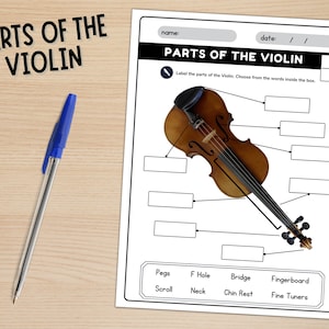 Printable Parts of the Violin Labeling Worksheets, With Answer Keys ...