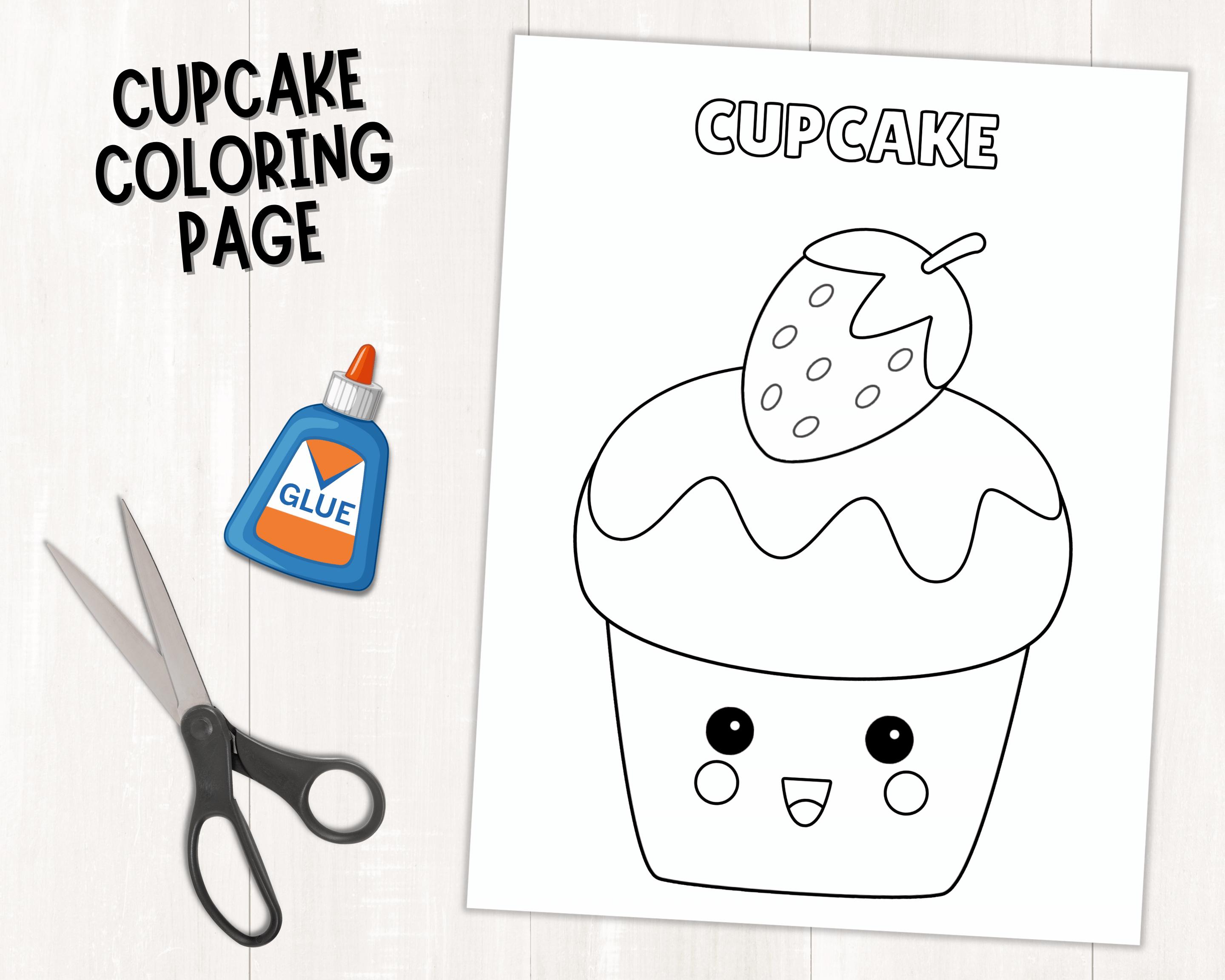 Printable Cupcake Craft: Kids Cut & Paste Activity + Coloring Page (PDF ...