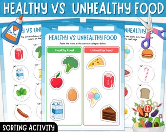 Healthy and Unhealthy Food Sorting Activity Printable - Etsy