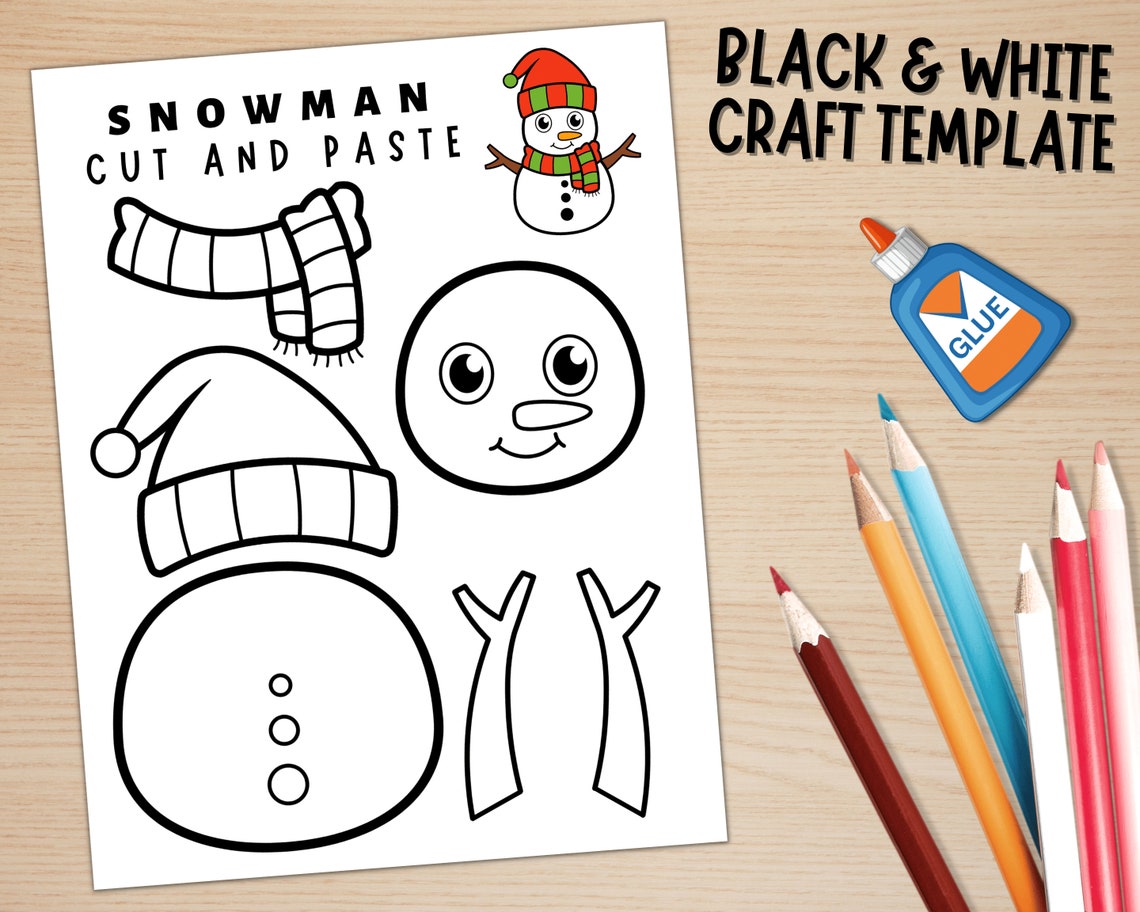Printable Snowman Craft Template for Kids Winter Activities Color, Cut ...