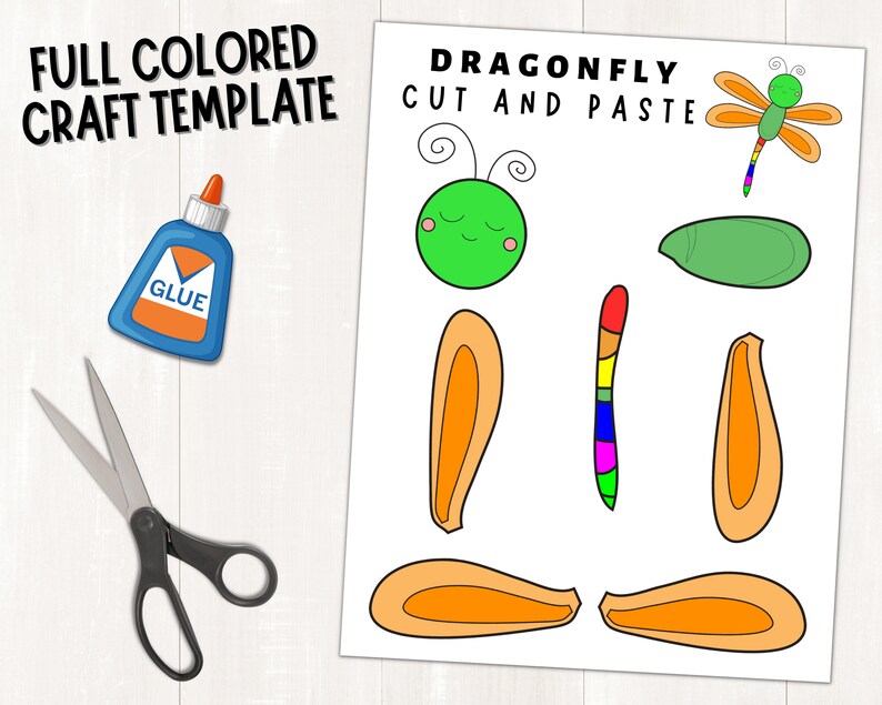 Printable Dragonfly Craft for Kids | Spring Activities | Insect Craft ...
