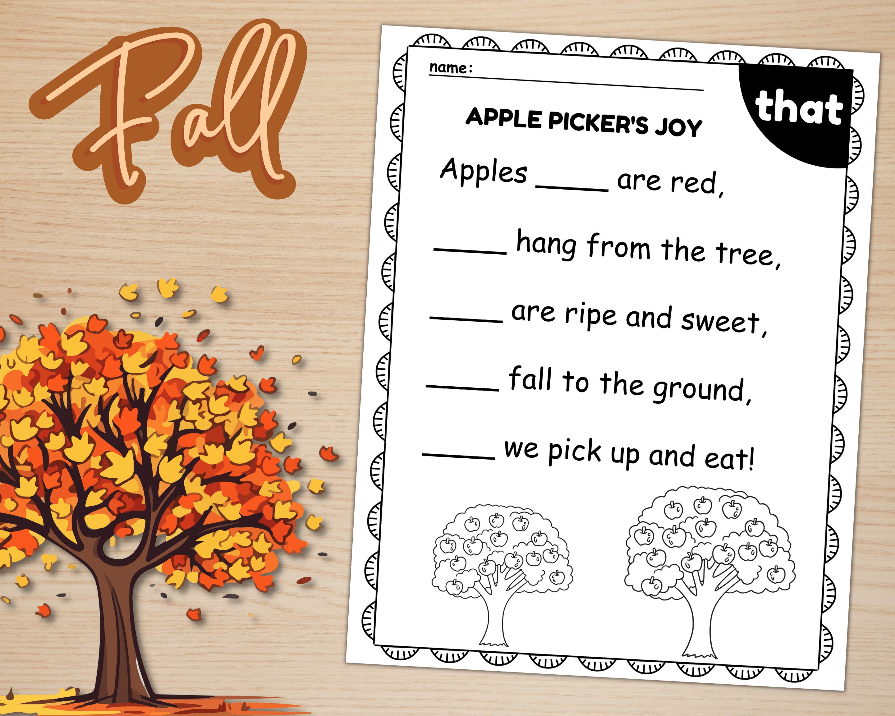 Fall Sight Word Poems Sight Word Worksheets Fall Songs - Etsy