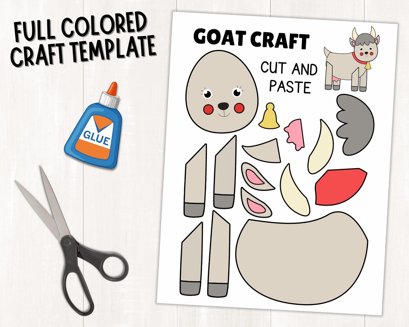Printable Goat Craft Template | Farm Animal Craft for Kids | Farm ...