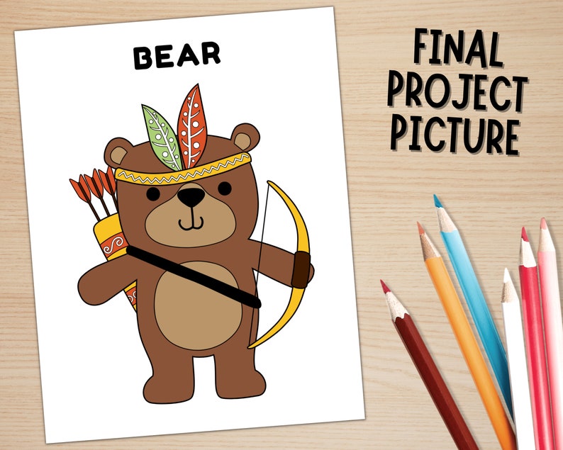 Printable Native American Craft | Bear Craft Template | Native American ...