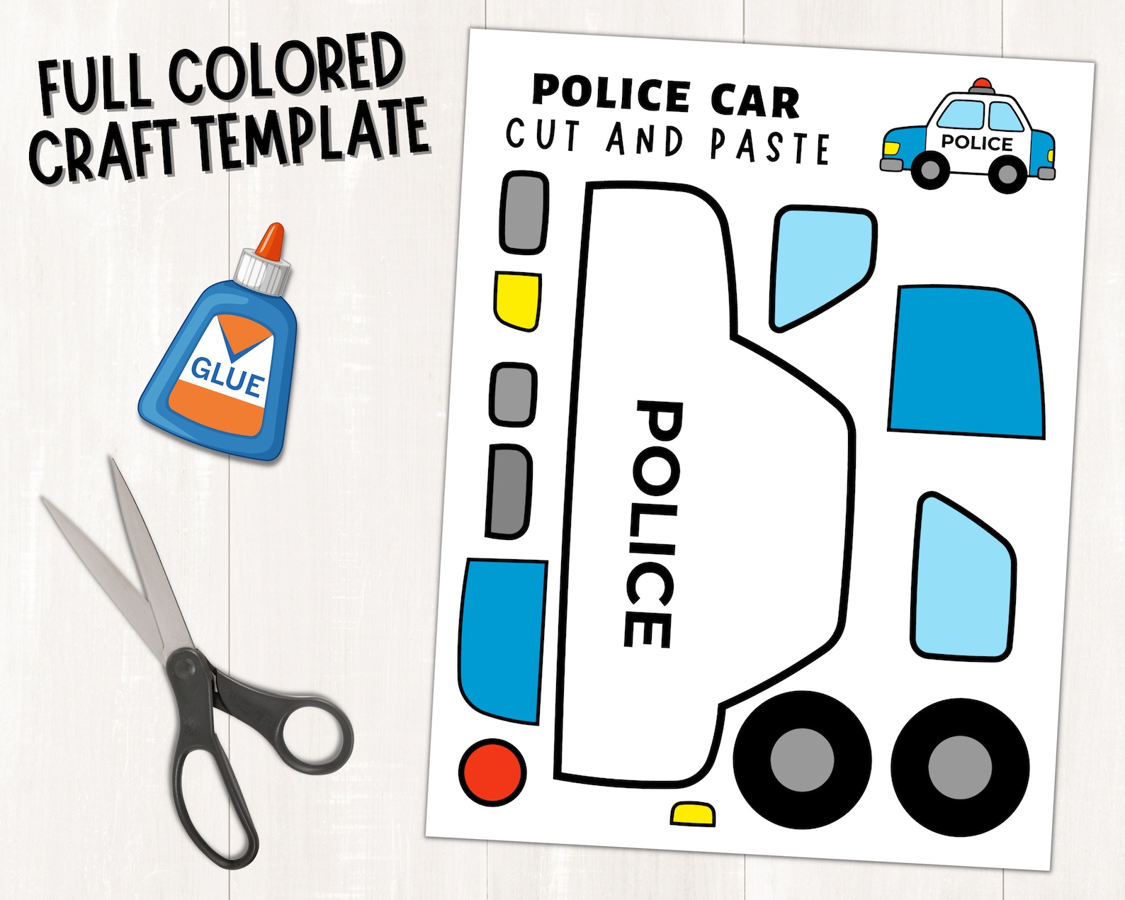 Printable Police Car Craft | Transportation Craft | Build a Police Car ...
