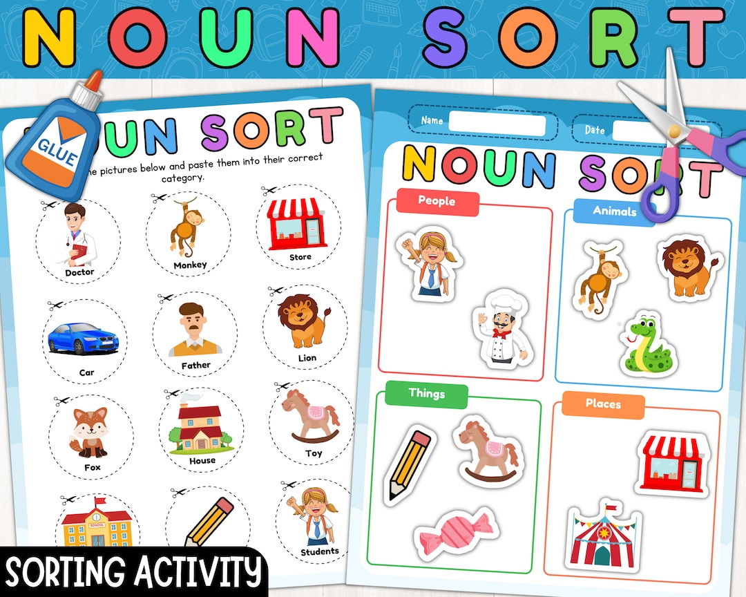 Noun Sort: People, Places, Things, or Animals | Nouns Cut and Paste ...
