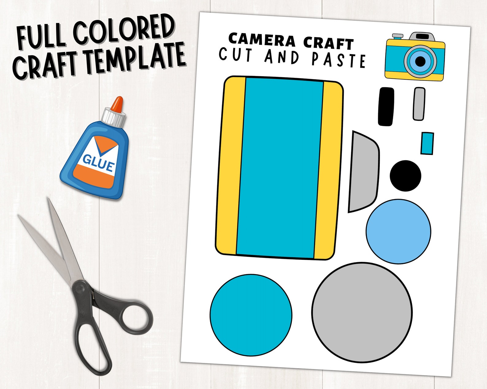 Printable Camera Craft for Kids | Camera Cut & Paste Craft Template ...