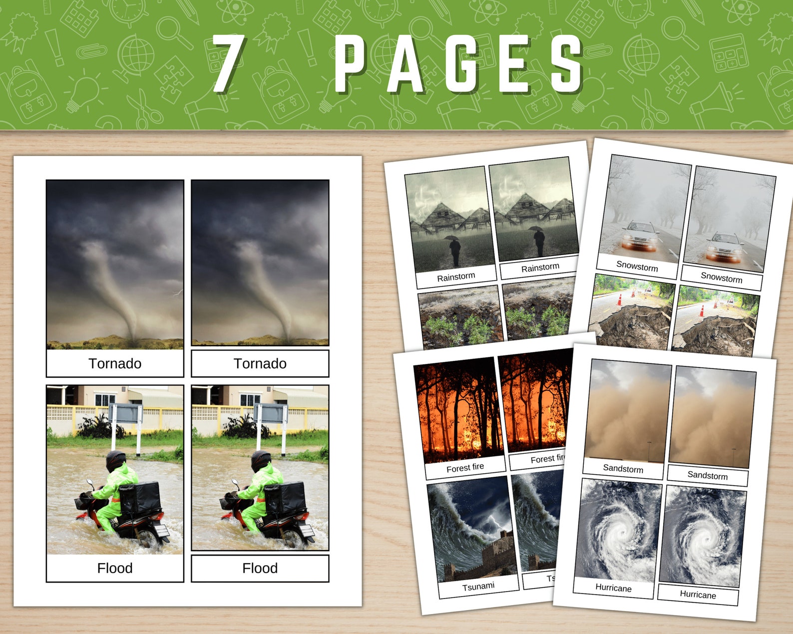 Printable Natural Disasters Flashcards, Types of Natural Disasters ...