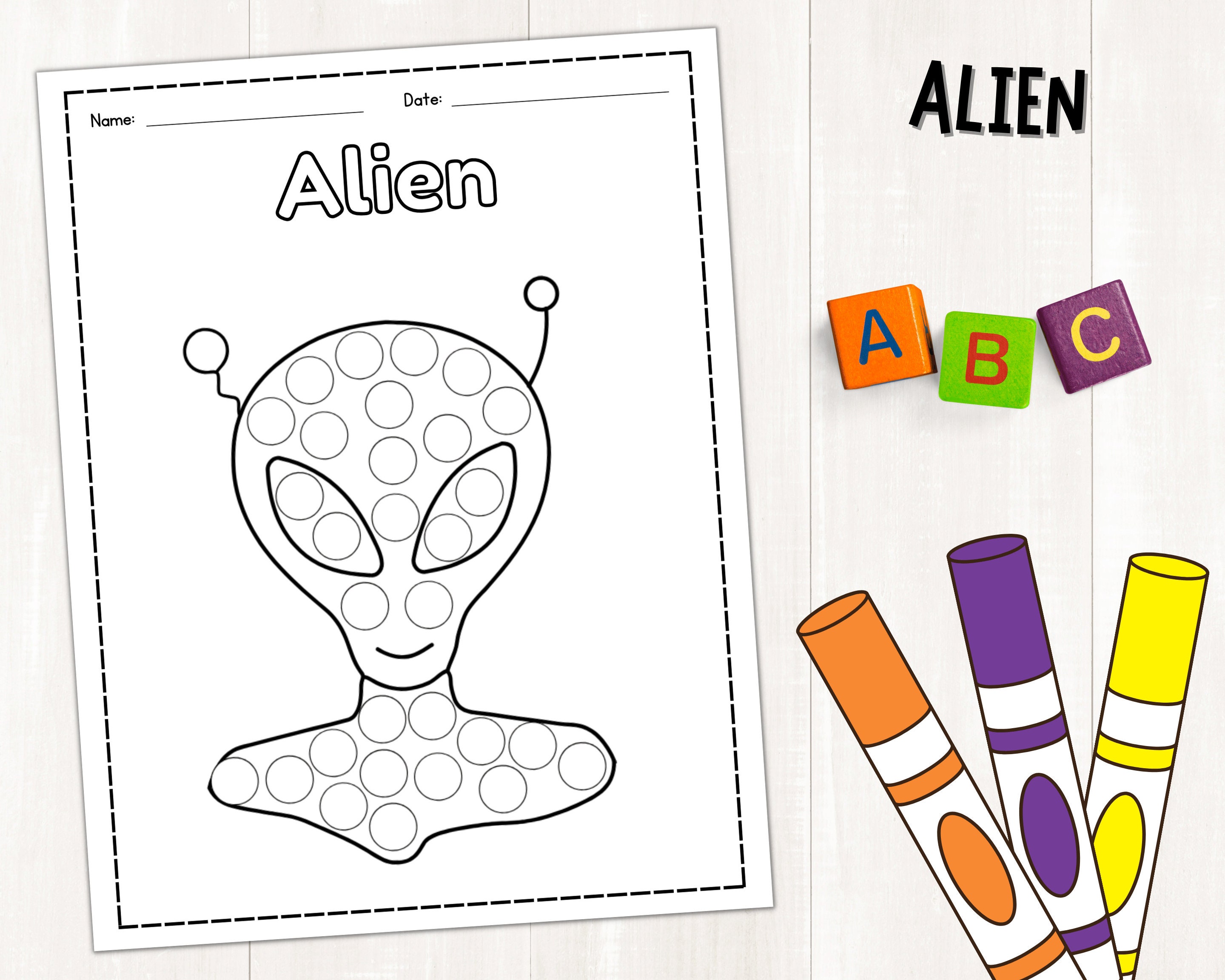 Outer Space Dot Marker | Printable Space Do a Dot Coloring Pages ...