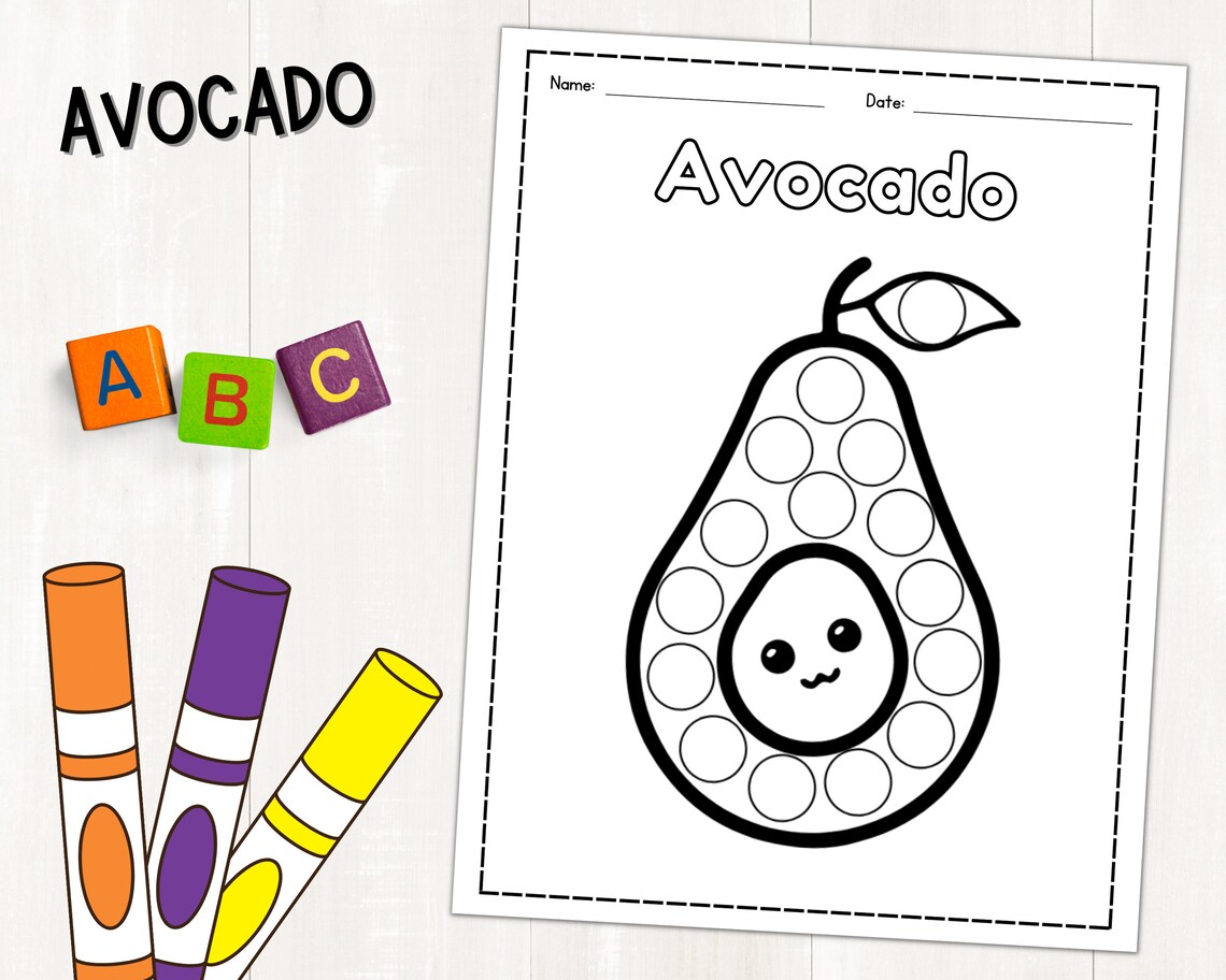 Kawaii Fruit Dot Marker Printables Fruit Do a Dot Coloring Pages for ...