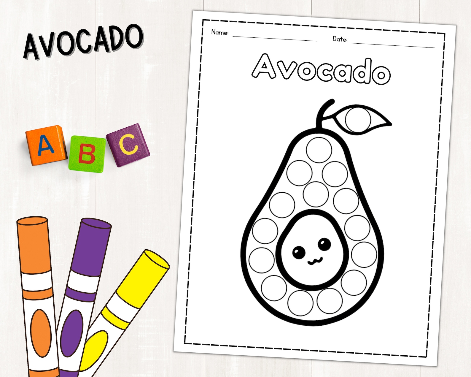 Kawaii Fruit Dot Marker Printables Fruit Do a Dot Coloring Pages for ...