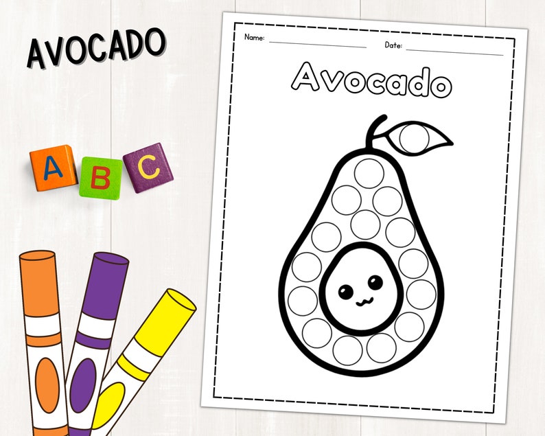 Kawaii Fruit Dot Marker Printables Fruit Do a Dot Coloring Pages for ...