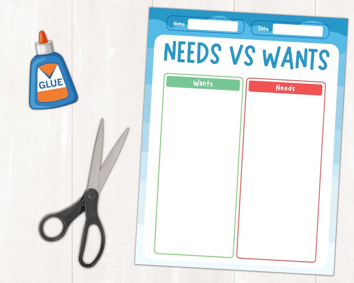 Needs Vs. Wants Sort Worksheets Cut and Paste Activity Needs and Wants ...