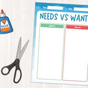 Needs Vs. Wants Sort Worksheets | Cut and Paste Activity | Needs and ...