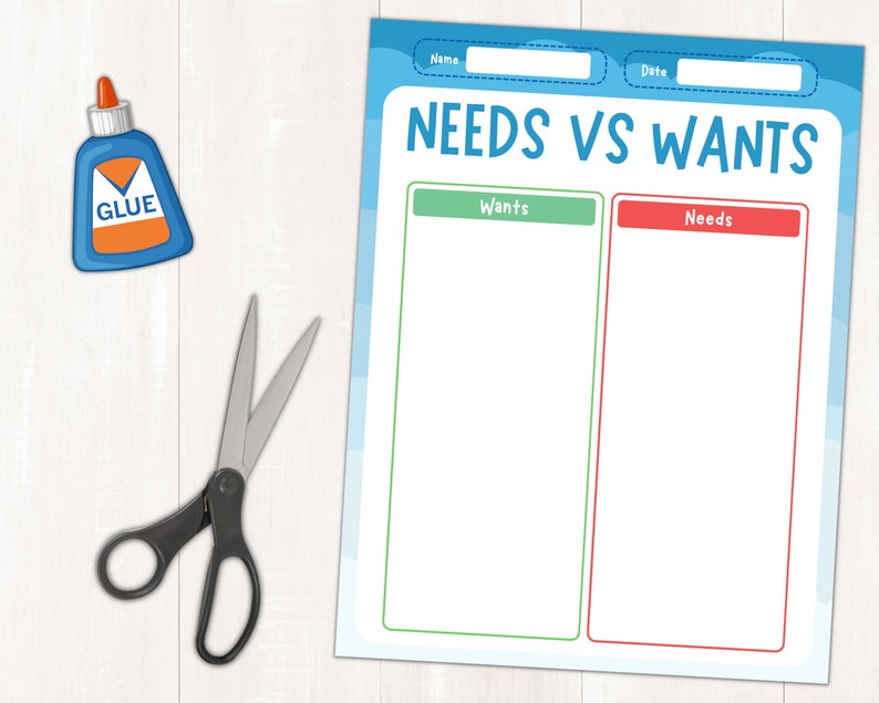 Needs Vs. Wants Sort Worksheets | Cut and Paste Activity | Needs and ...