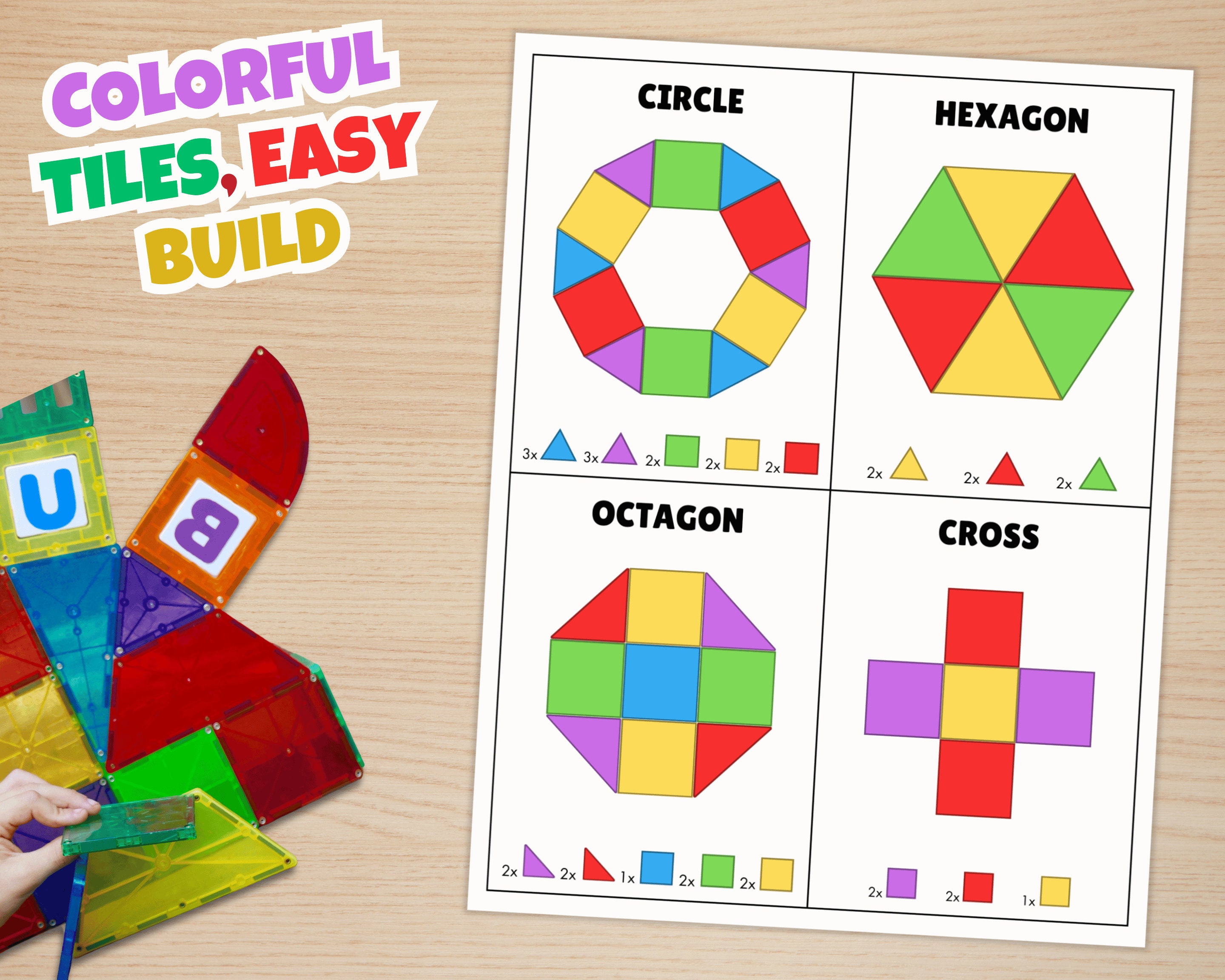 2D Geometric Shapes Magnetic Tiles Printable Templates Magnetic Tile ...